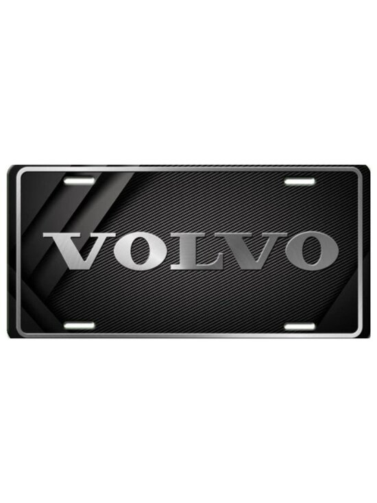 Accents | Simulated Steel Volvo Emblem Logo On Black Aluminum Vanity ...